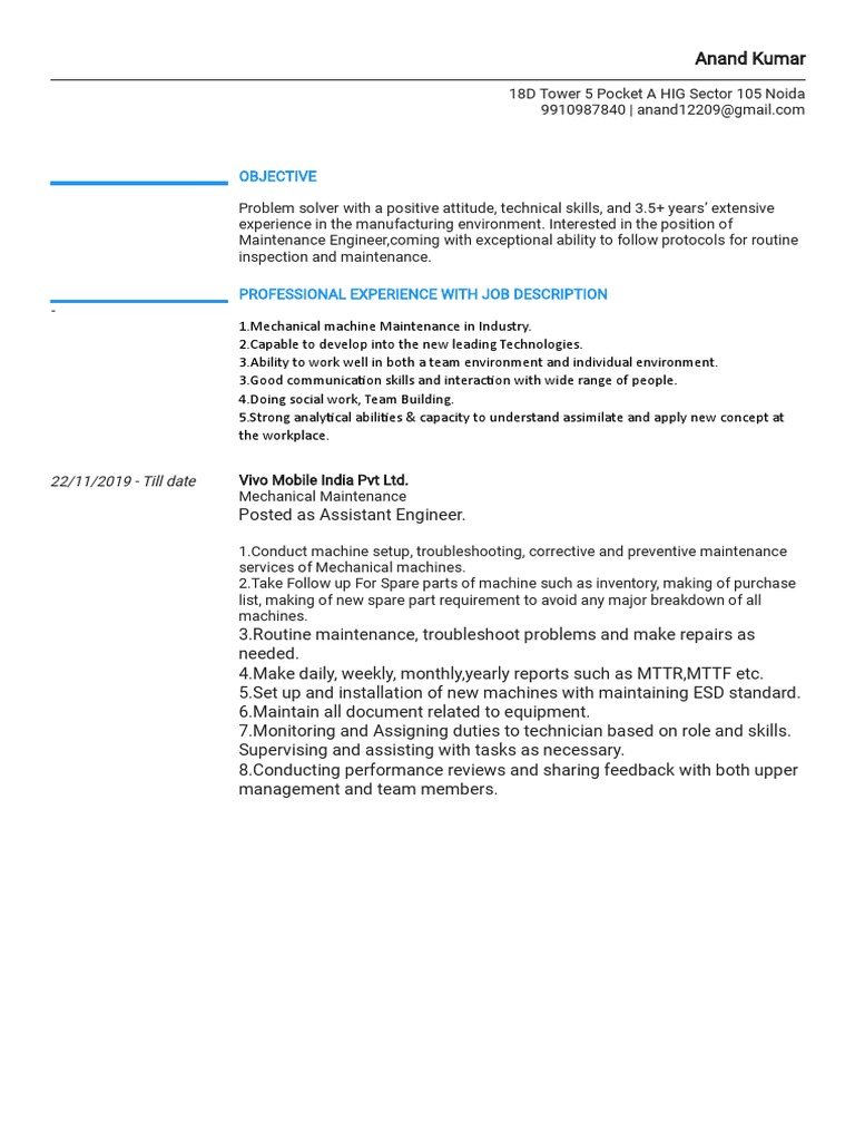 Anand - Kumar Resume | PDF | Adhesive | Engineer