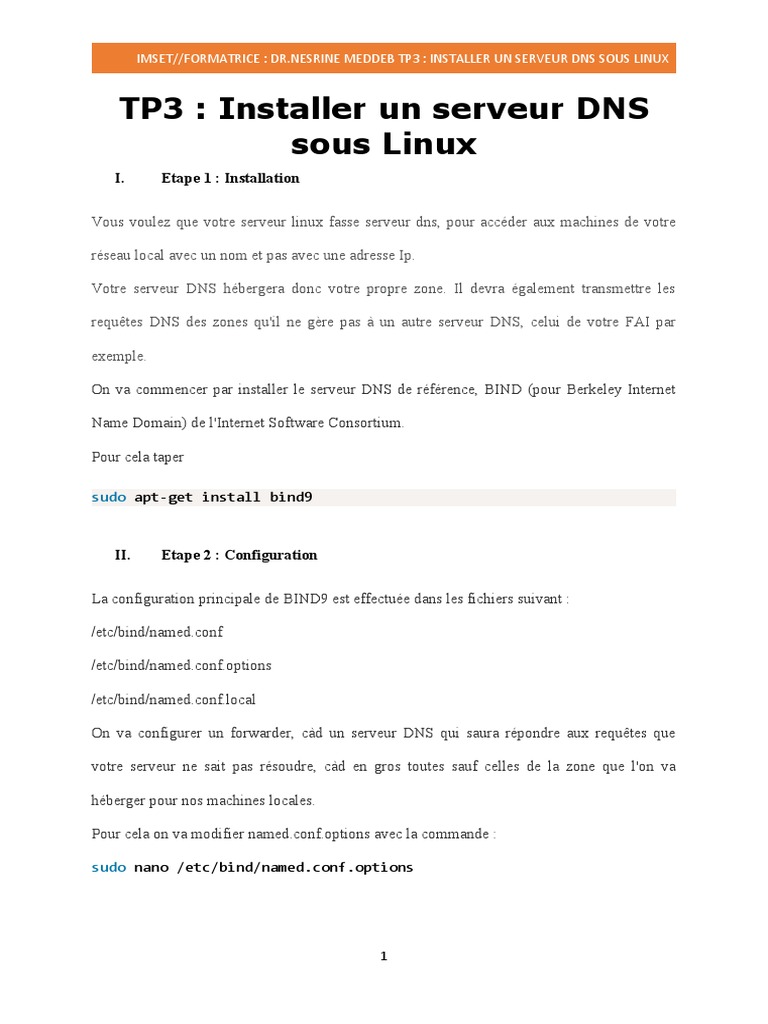 Installer un serveur DNS sous Linux | PDF | Système de noms de domaines | Logiciel système