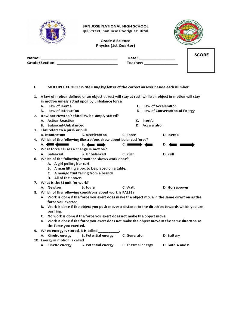 Grade 8 Science Remedial 1st Quarter | PDF