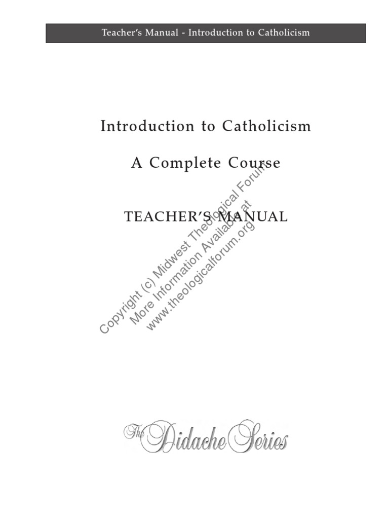 Teacher's Manual - Didache Series - Intro To Catholicism | Download ...