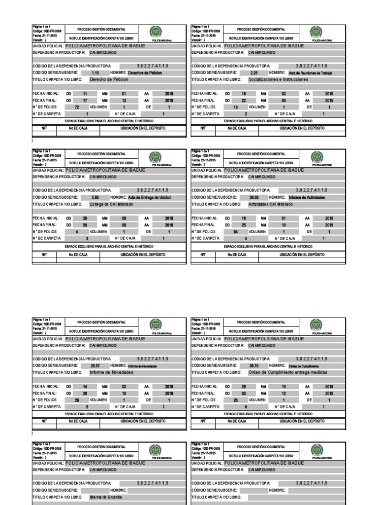 Rotulo Carpetas y Libros - 2019 | PDF | Gestión de registros