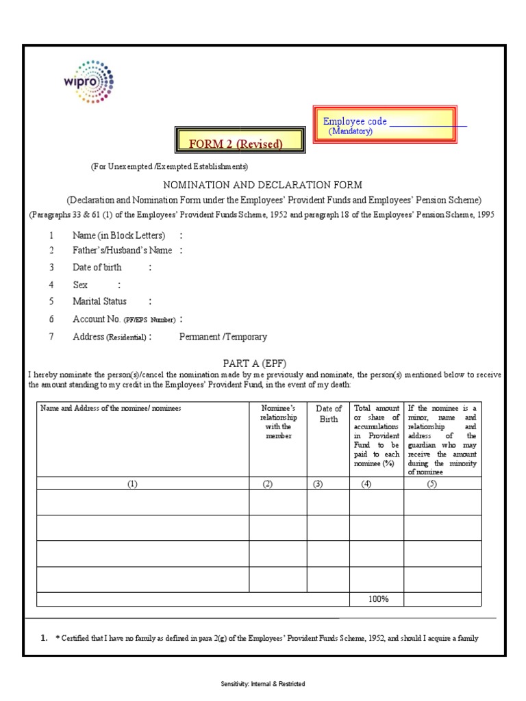 FORM 2 (Revised) : Nomination and Declaration Form | PDF | Government ...