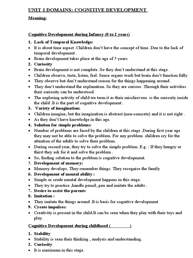 6 Unit 1 Cognitive Development | PDF | Cognitive Development | Thought