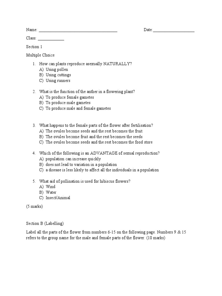 Plant Reproduction Testbook | PDF | Home & Garden