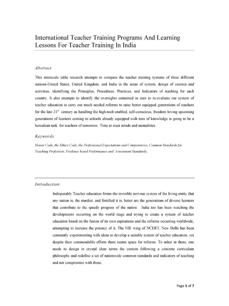 International Teacher Training Programs: A Comparison Against The ...