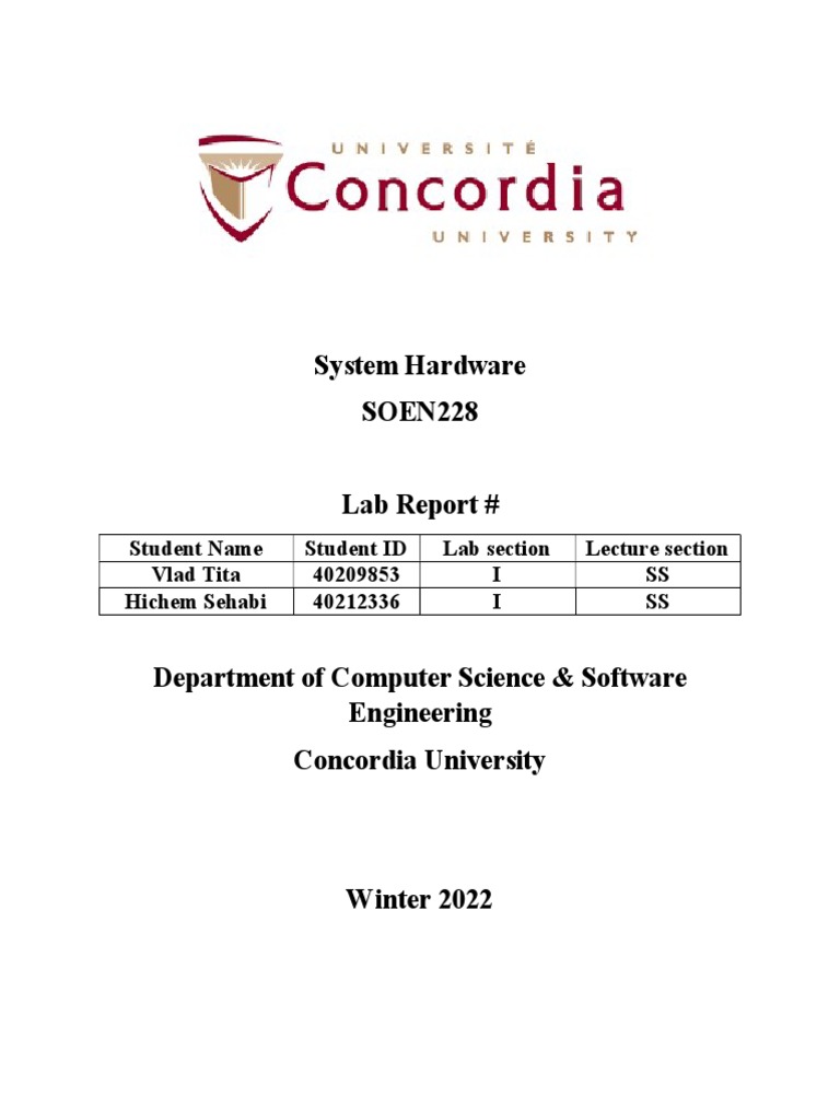 System Hardware SOEN228 | PDF | Input/Output | Central Processing Unit