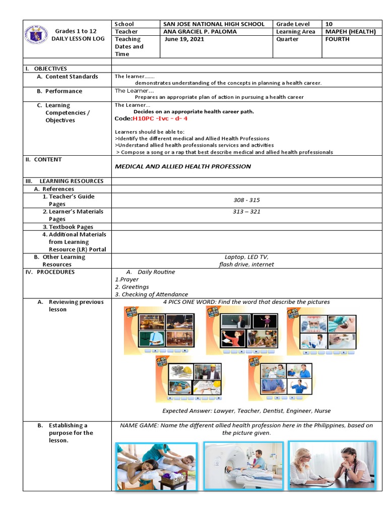 Medical and Allied Health Profession: Code | PDF | Health Professional ...