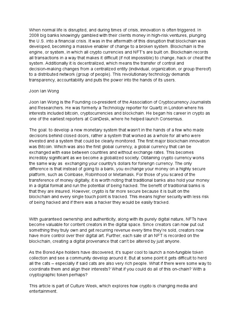 History, Future of NFTs | Download Free PDF | Cryptocurrency