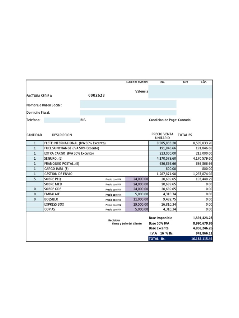 Modelo de Factura Manual | PDF