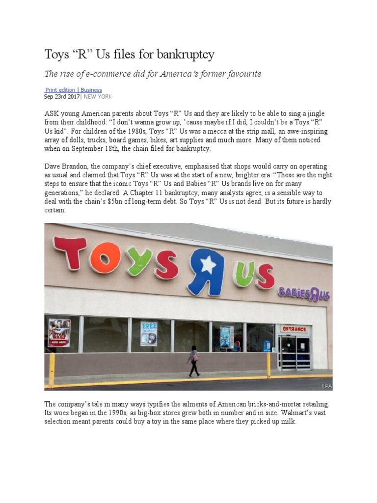 Toys "R" Us Files For Bankruptcy: The Rise of E-Commerce Did For ...