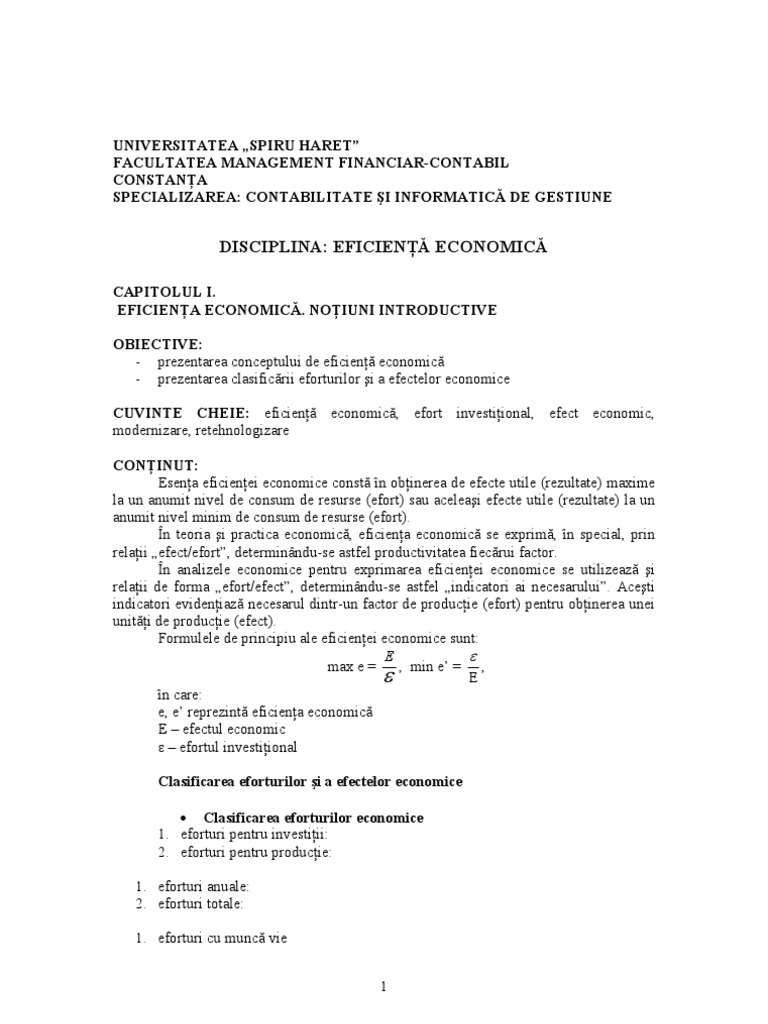 Eficienta Economica | PDF