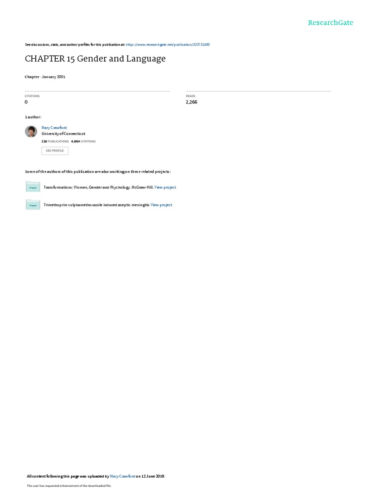 CHAPTER 15 Gender and Language: January 2001 | PDF | Gender Studies ...