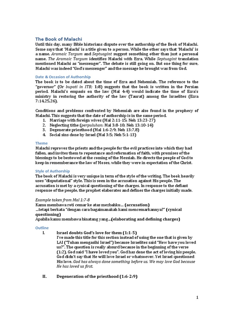 The Book of Malachi | PDF | Book Of Malachi | Religious Literature