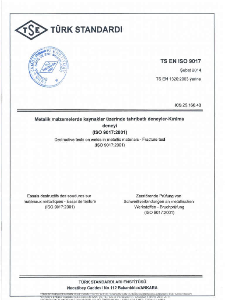 En Iso 9017 Kirma Standardi | PDF