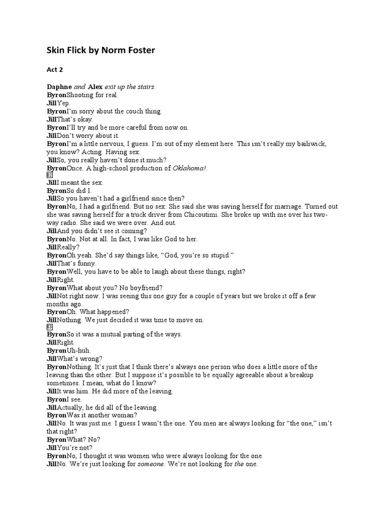 (1st) Skin Flick by Norm Foster | PDF