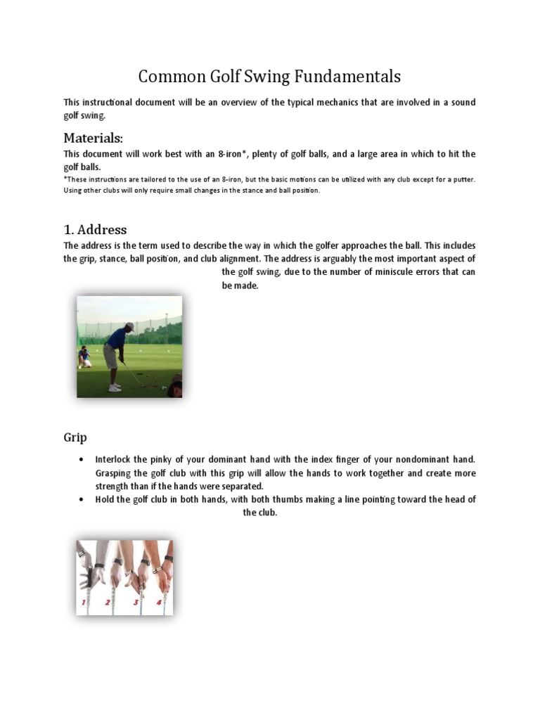 Golf Swing Instructions Accepted | PDF | Hand | Individual Sports