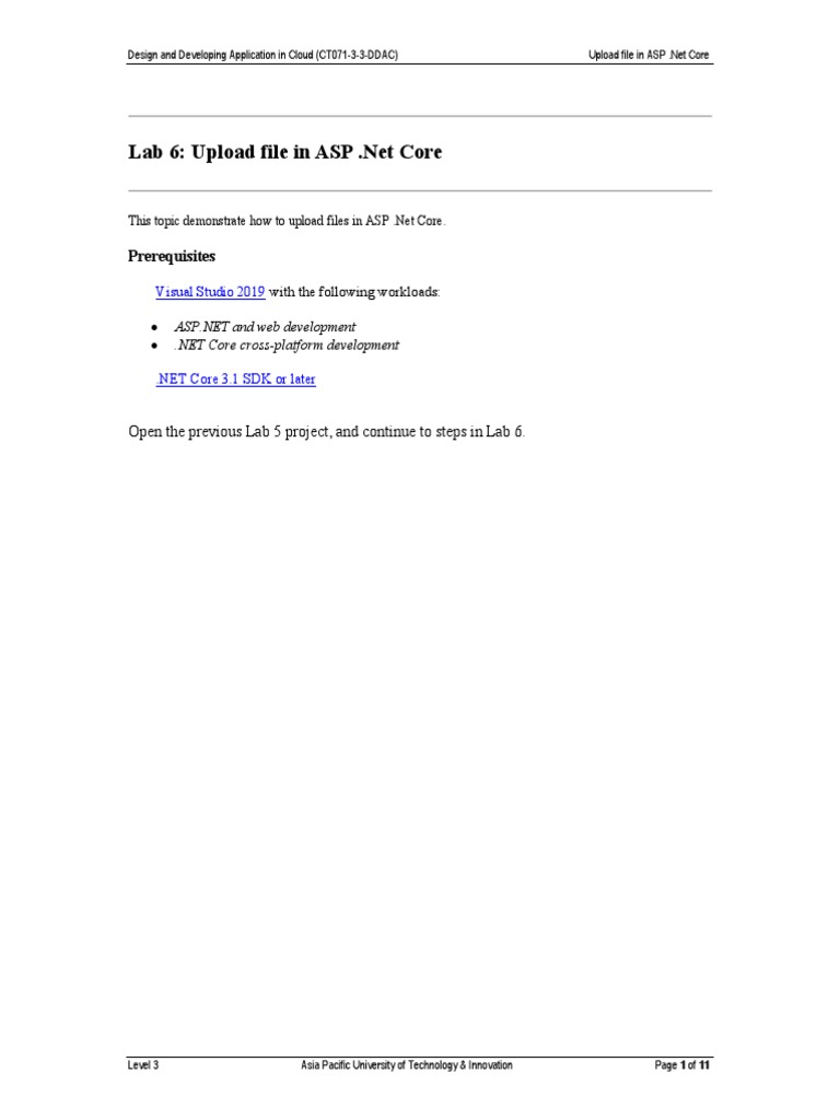 Lab 6 - Upload File in ASP .Net Core | PDF | Filename | Active Server Pages