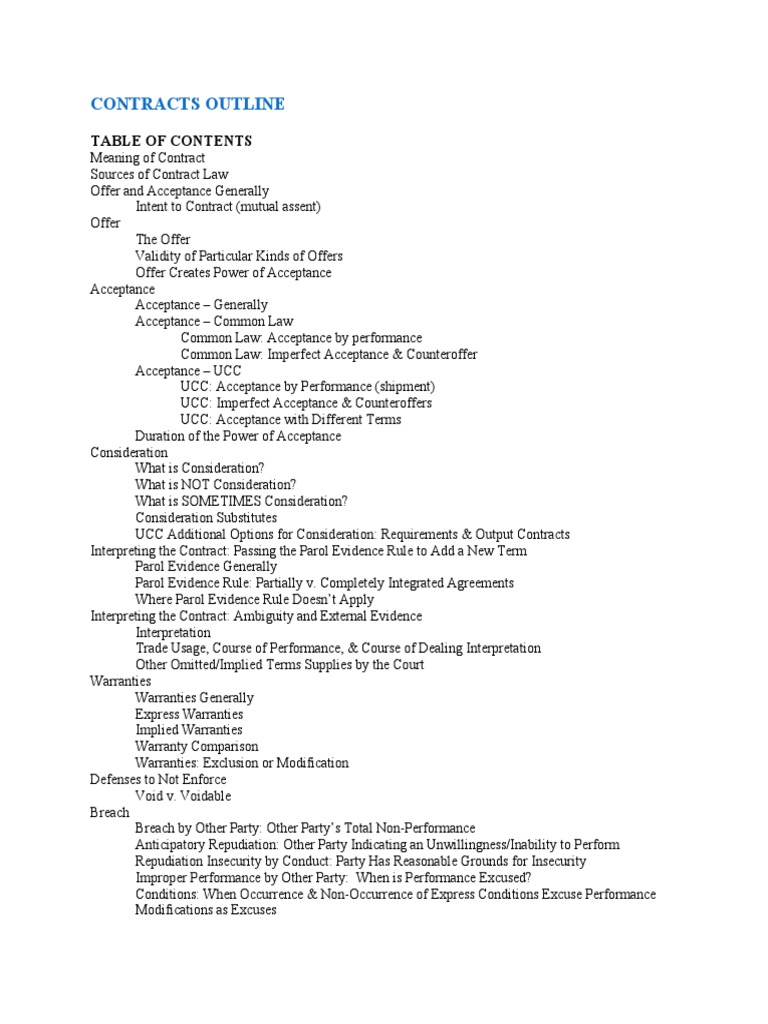 Contracts Outline | PDF