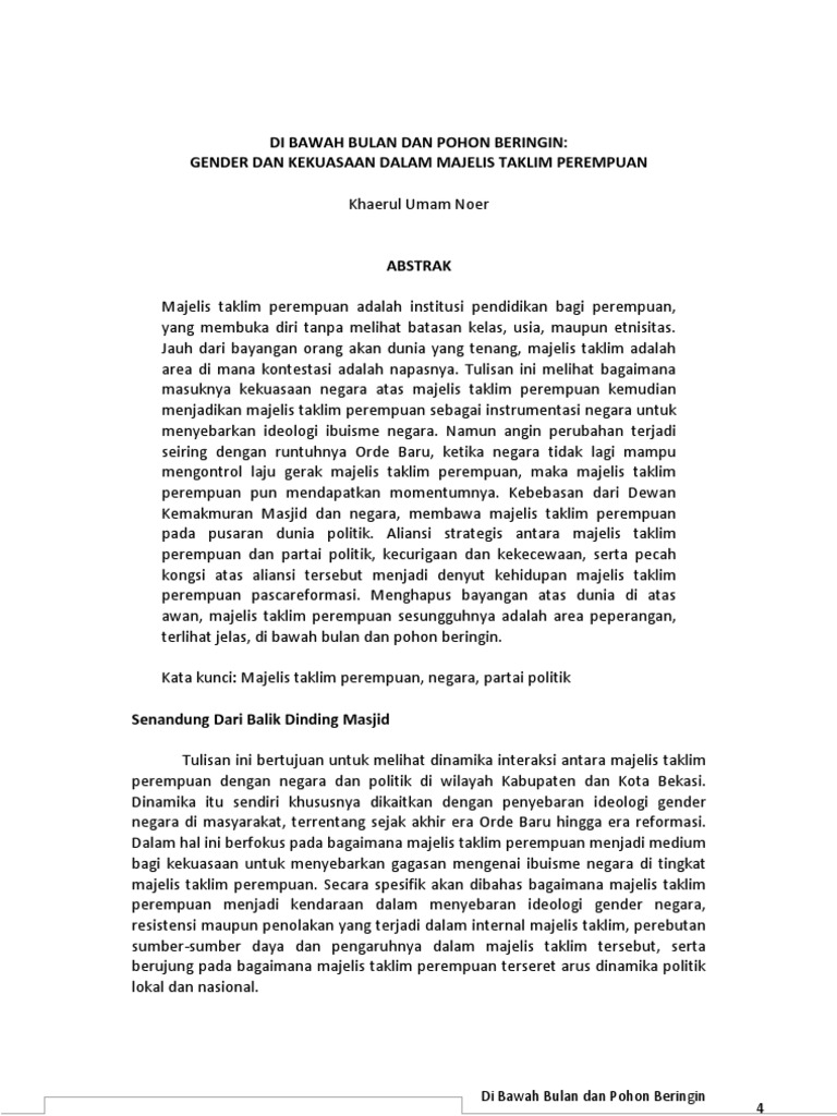 Di Bawah Bulan Dan Pohon Beringin: Gender Dan Kekuasaan Dalam Majelis ...
