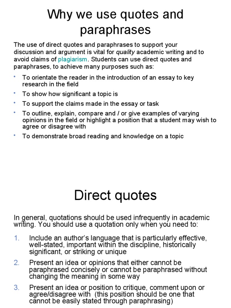 Why Quotes and Paraphrases | PDF | Turnover (Employment) | Essays