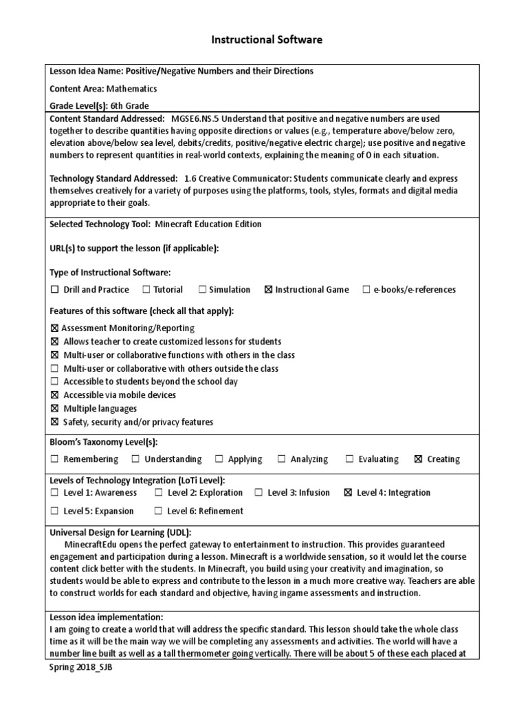 02 Instructional Software Lesson Idea Template | PDF | Communication ...