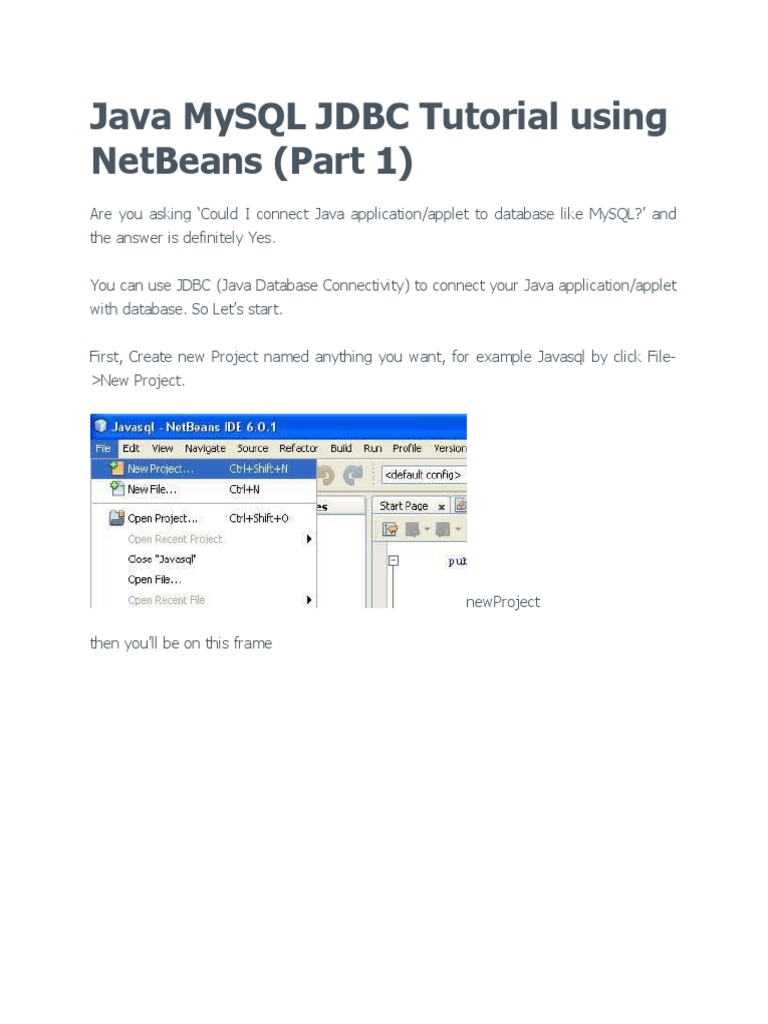 Java Mysql Jdbc Tutorial Using Netbeans Pdf Databases My Sql 3356