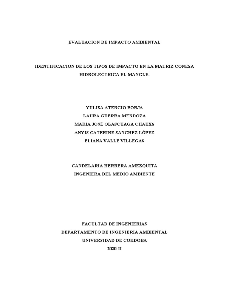 Matriz Conesa | PDF | Evaluación de impacto ambiental | Naturaleza