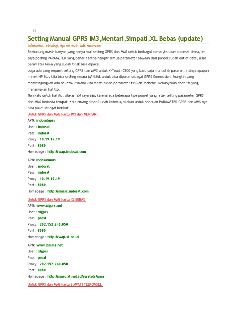 Setting Gprs | PDF | Game & Aktivitas | Komputer