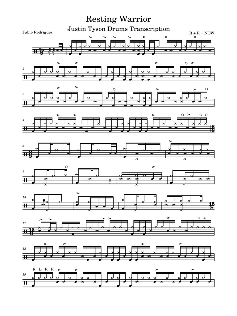 Resting Warrior: Justin Tyson Drums Transcription | PDF