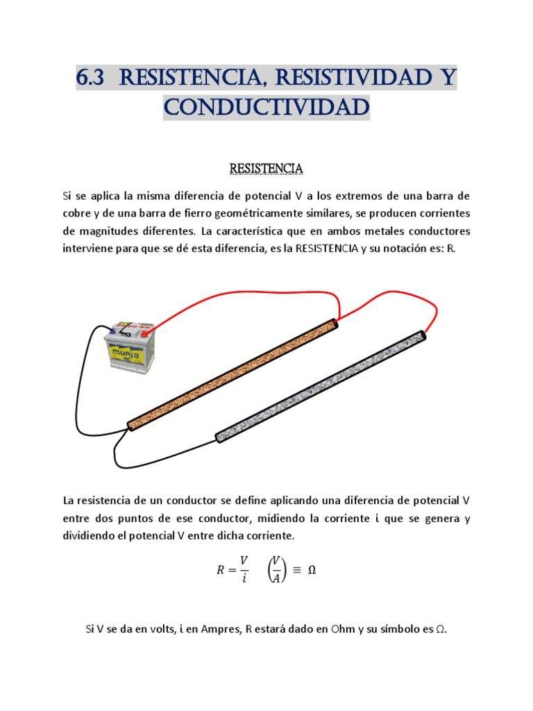 6.3 Tema. Resistencia Resistividad y Conductividad | PDF | Resistividad ...