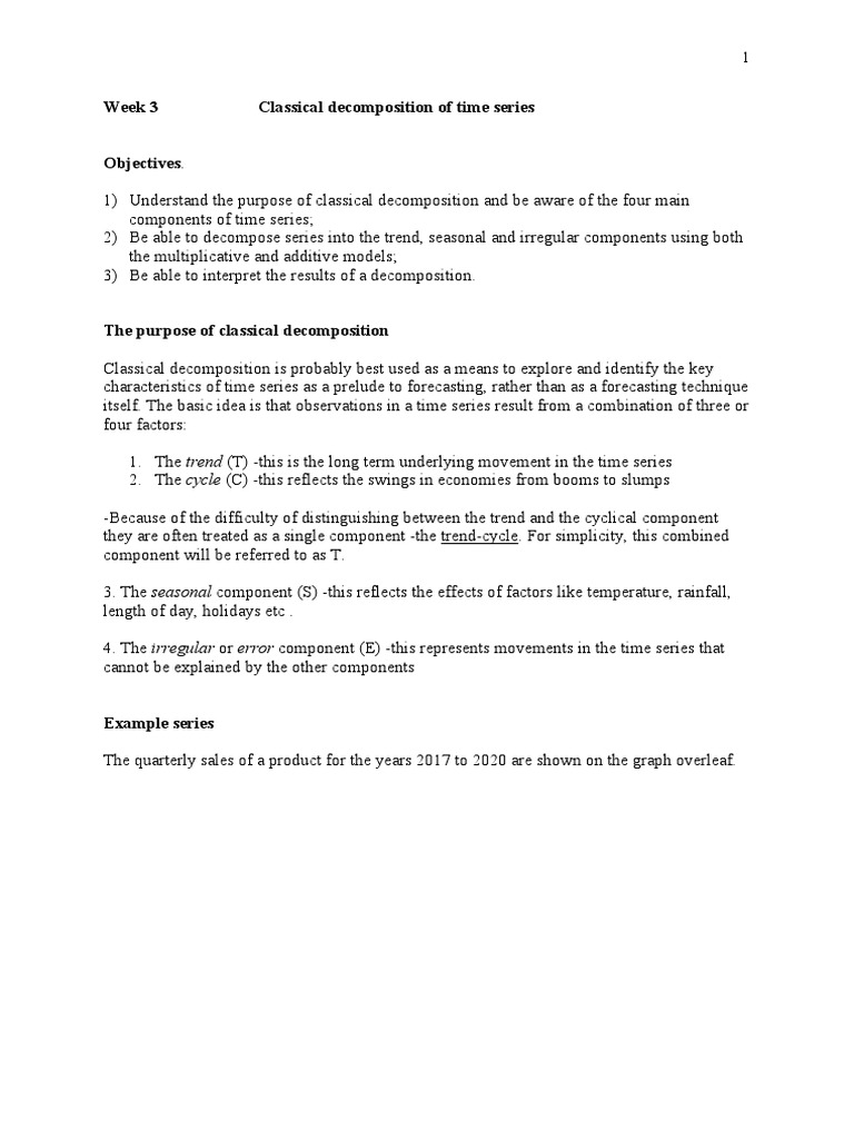 Classical Decomposition of Time Series | PDF | Forecasting | Mean ...