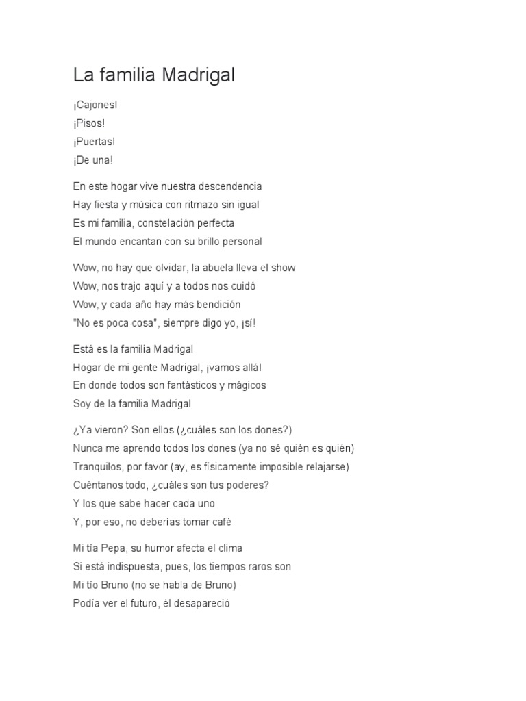 La Familia Madrigal - Letra | PDF