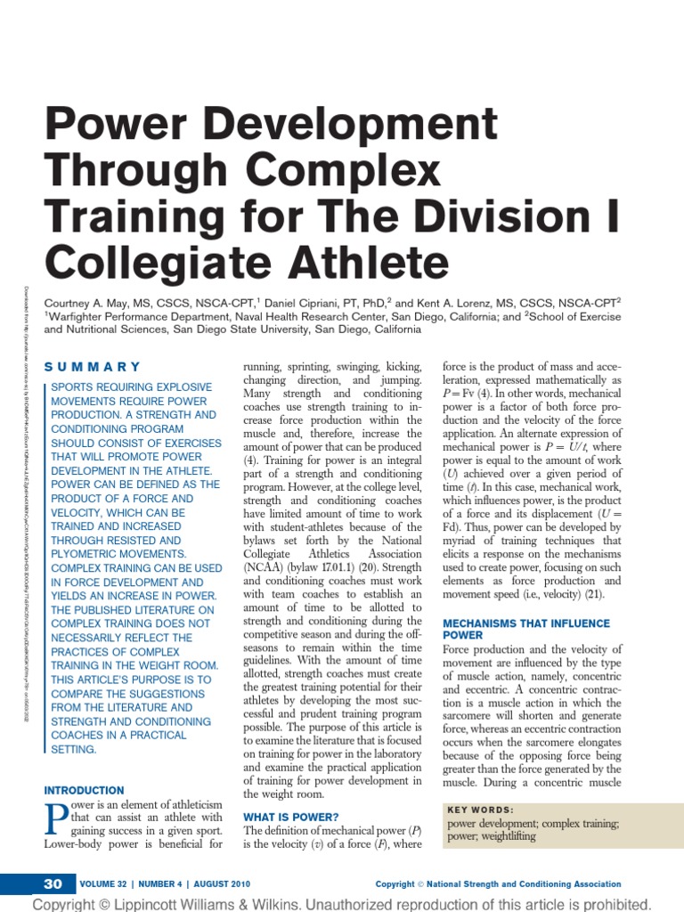 Power Development Through Complex Training For The.3 | PDF | Strength ...