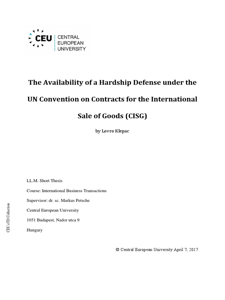 CISG On Hardship Article 79 | PDF | Justice | Civil Law (Legal System)