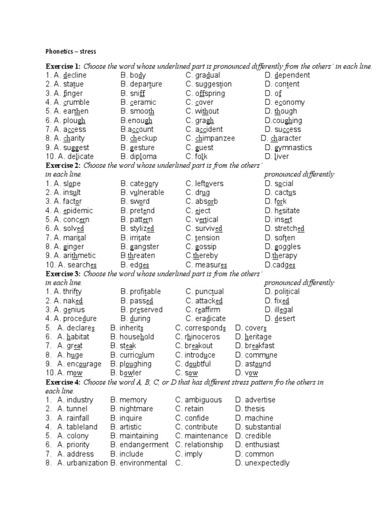 In Each Line. Pronounced Differently: Phonetics - Stress | PDF
