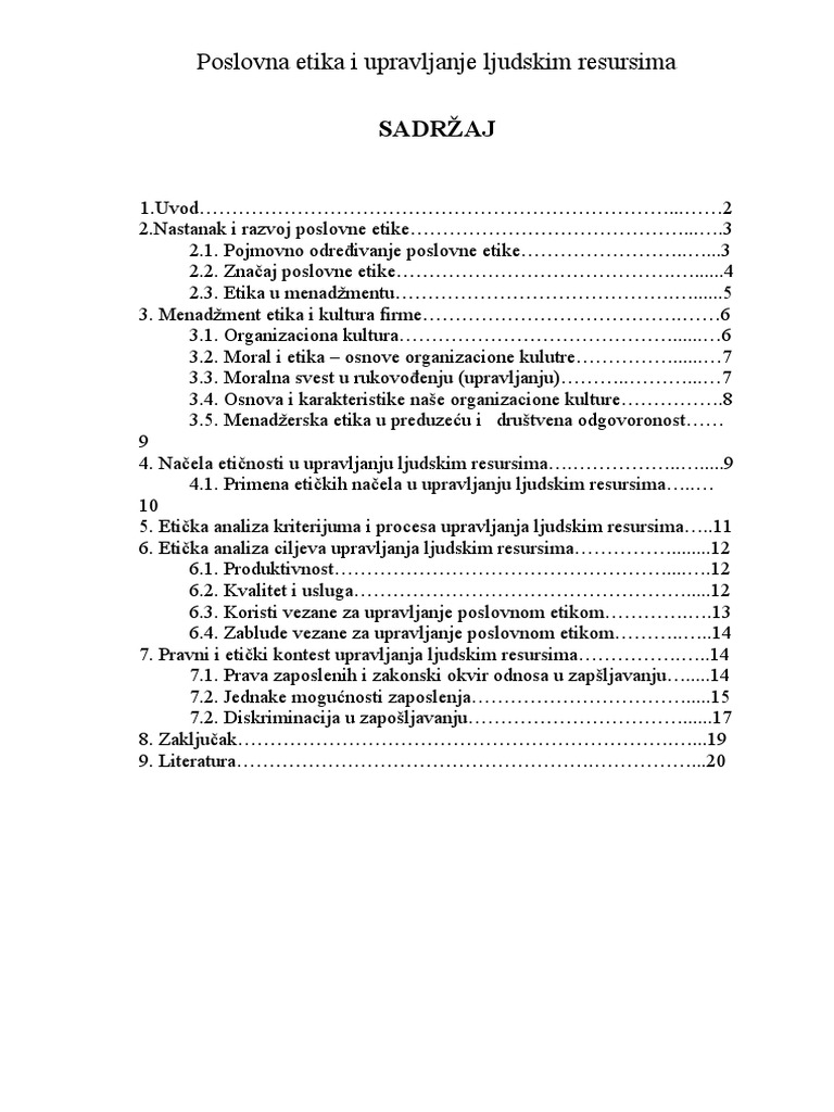 Seminar Ski Rad - Poslovna Etika I MLJR | PDF