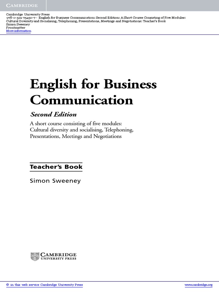 English For Business Communication: Second Edition | PDF | Teachers | Books