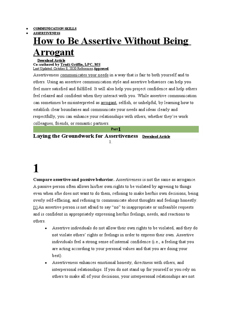 How To Be Assertive Without Being Arrogant: Laying The Groundwork For ...