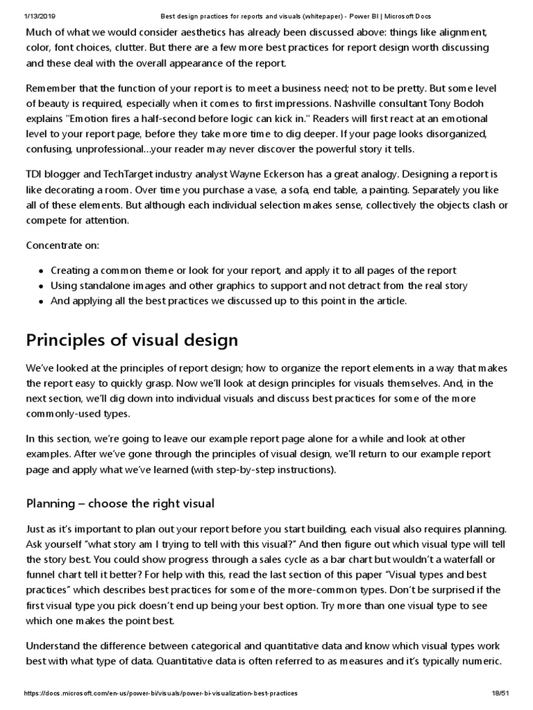 Microsoft - Best Design Practices For Reports and Visuals (1) - Páginas-18-51 | PDF | Chart ...