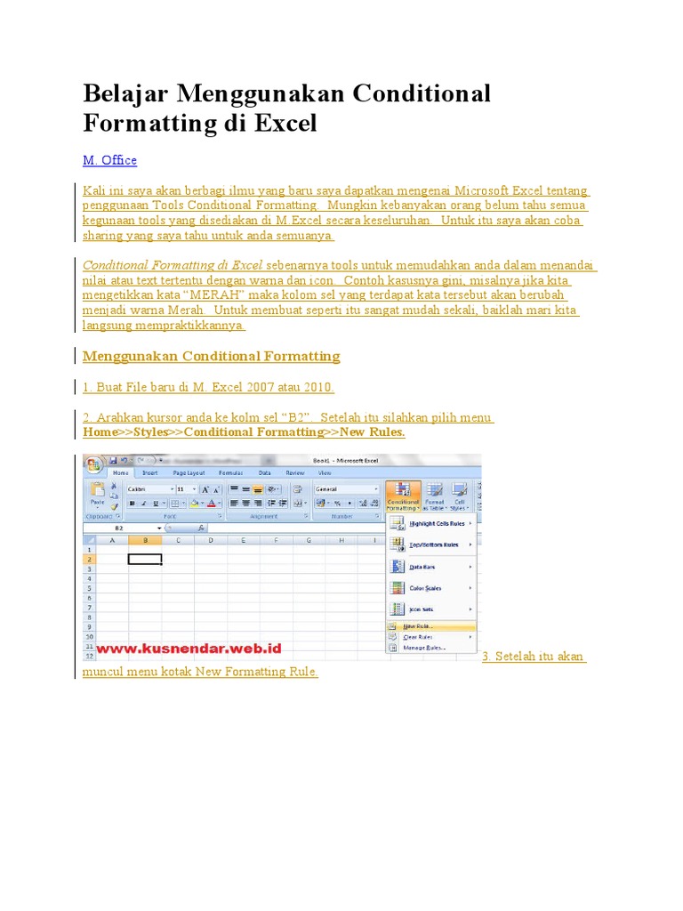 Belajar Menggunakan Conditional Formatting Di Excel | PDF