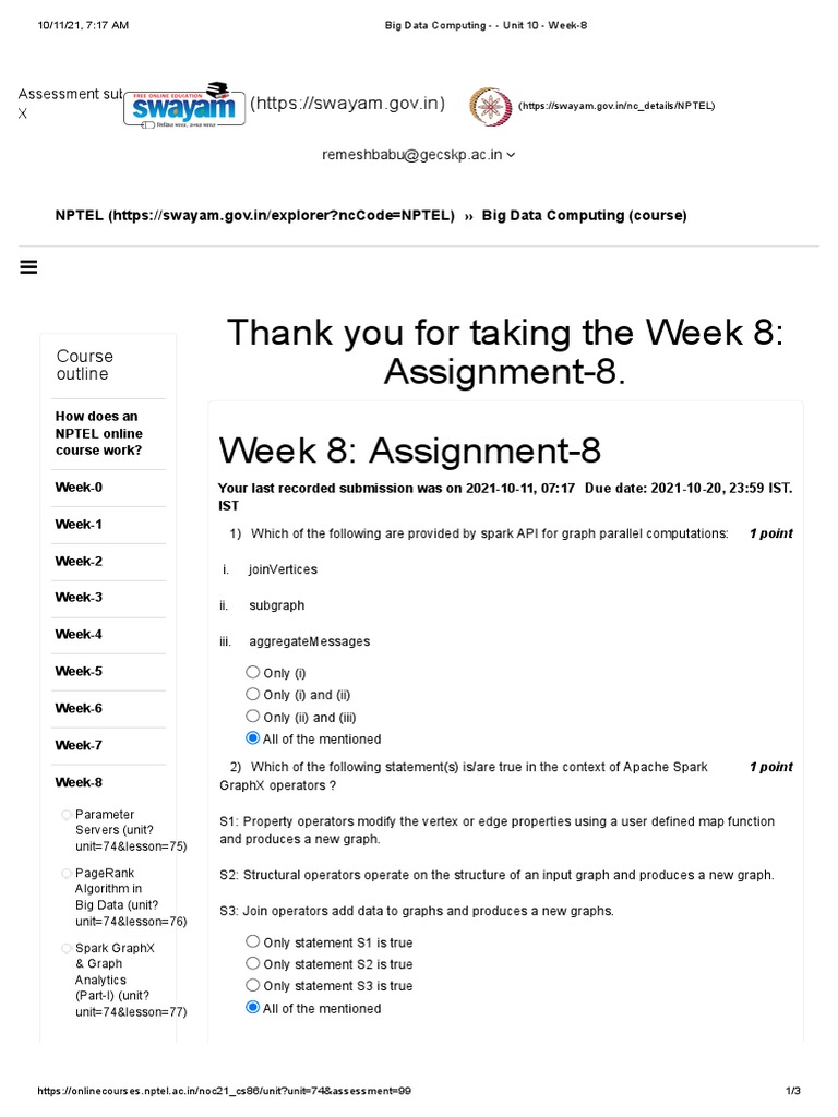 Big Data Computing - Assignment 8 | PDF | Apache Spark | Theoretical Computer Science