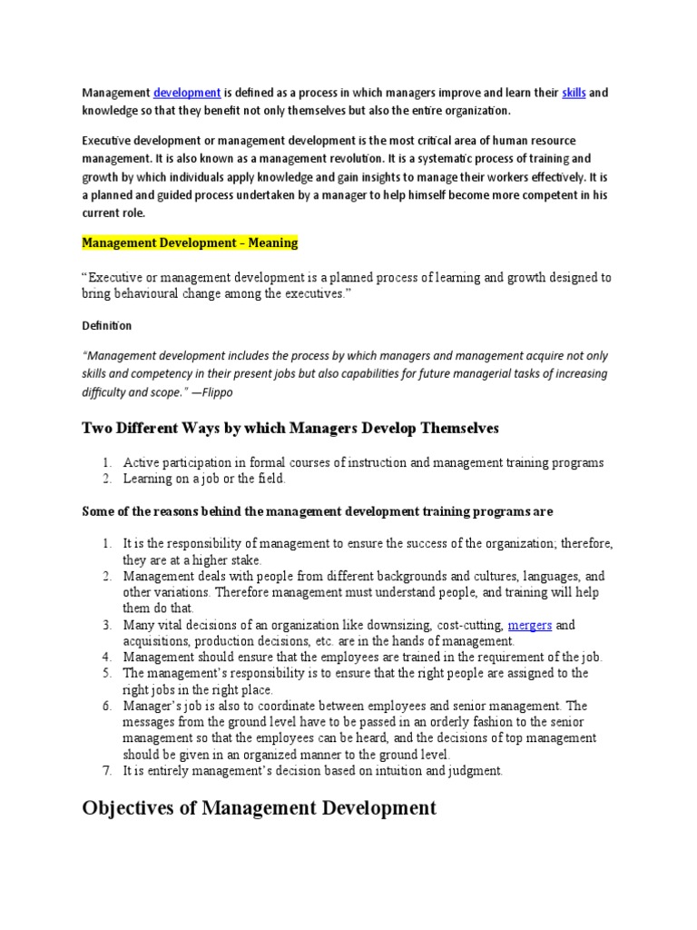 Management Development Process Guide | PDF | Performance Appraisal ...