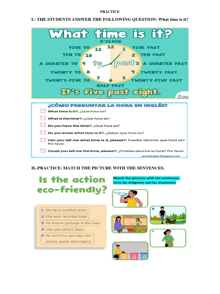 Daily Routine Time Practice Activities | PDF