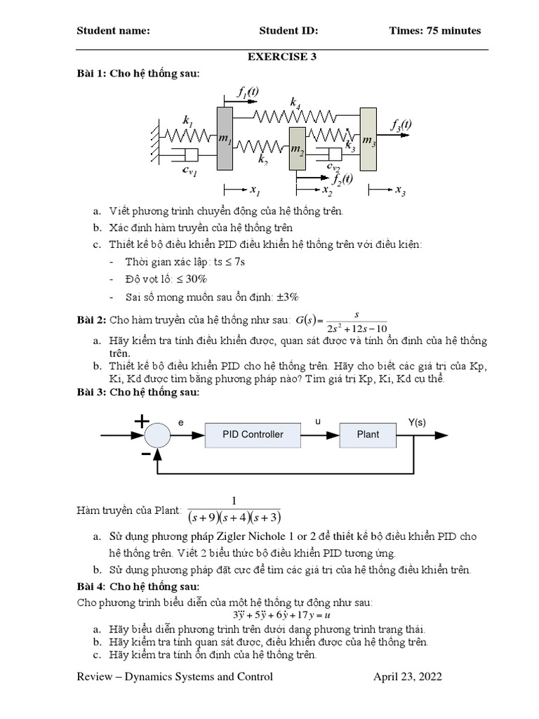 Exercise 3 - Dynamic System and Control | PDF