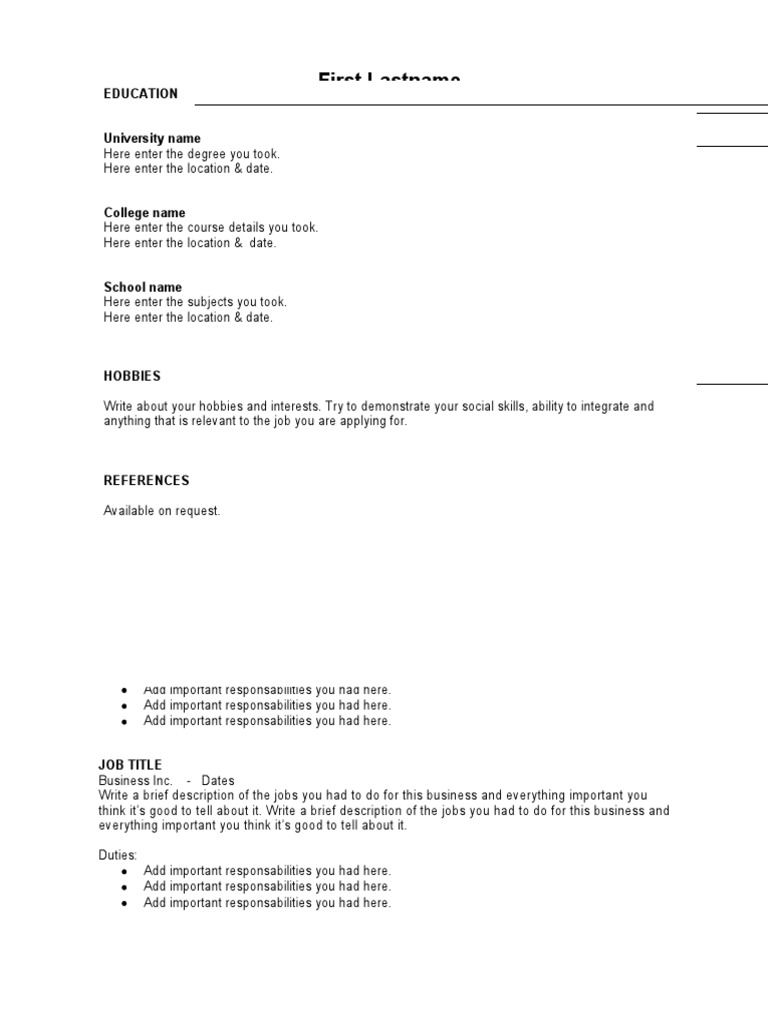 Classic CV Template One | PDF | Business | Language Arts & Discipline