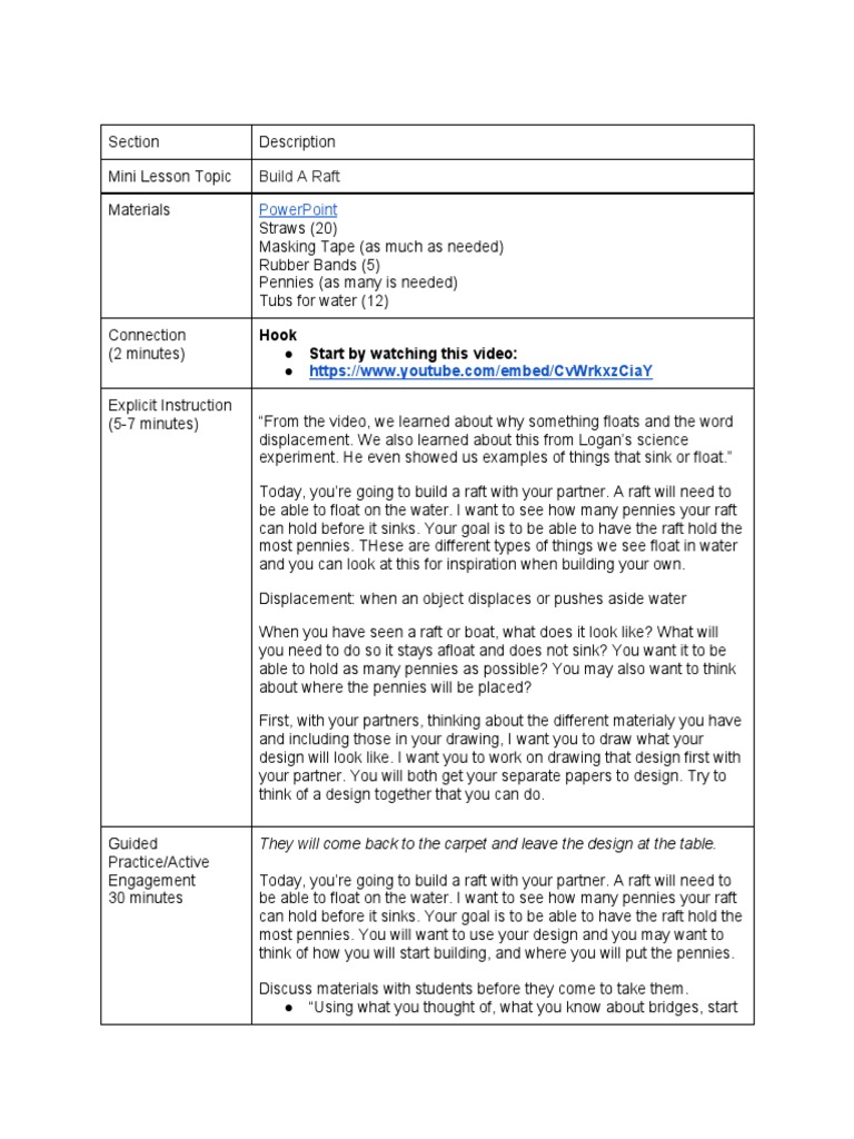 Build A Raft Stem Activity | PDF