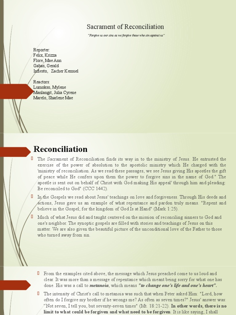 Understanding the Sacrament of Reconciliation | PDF | Penance ...