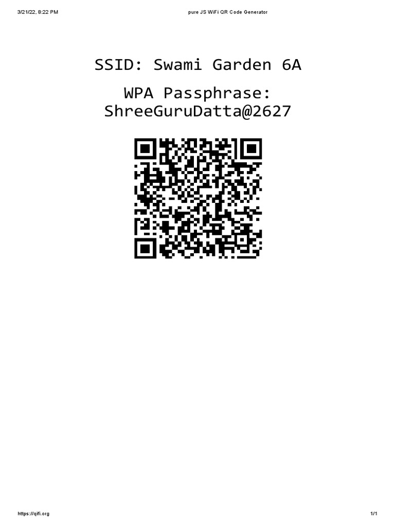 Pure JS WiFi QR Code Generator | PDF