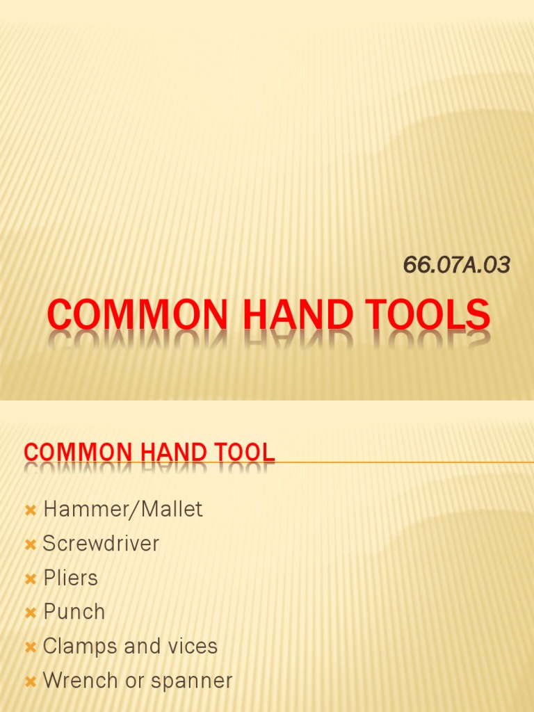 Common Hand Tools Guide | PDF | Nut (Hardware) | Screw