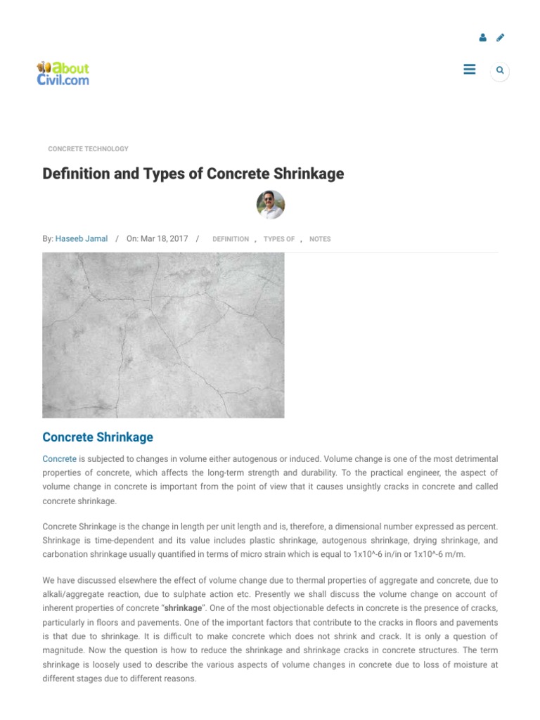 Understanding Concrete Shrinkage Types | PDF | Concrete | Cement